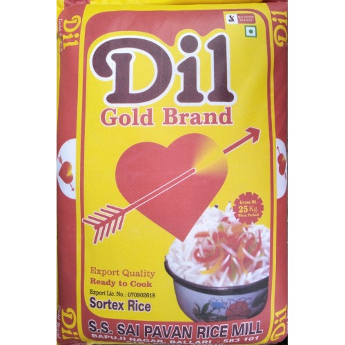 DIL Gold Brand Sona masoori raw rice 1yr old 25kg